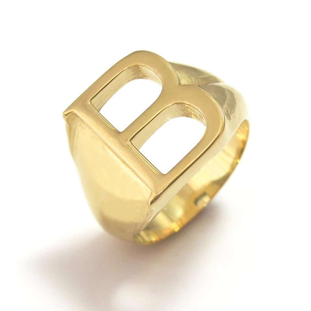 Gold Initial Ring, Ring for Women, Letter Ring, Initial Signet Ring ...