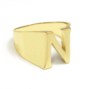 Gold Initial Ring, Letter Ring, Custom Initial Ring, N Ring, Initial ...