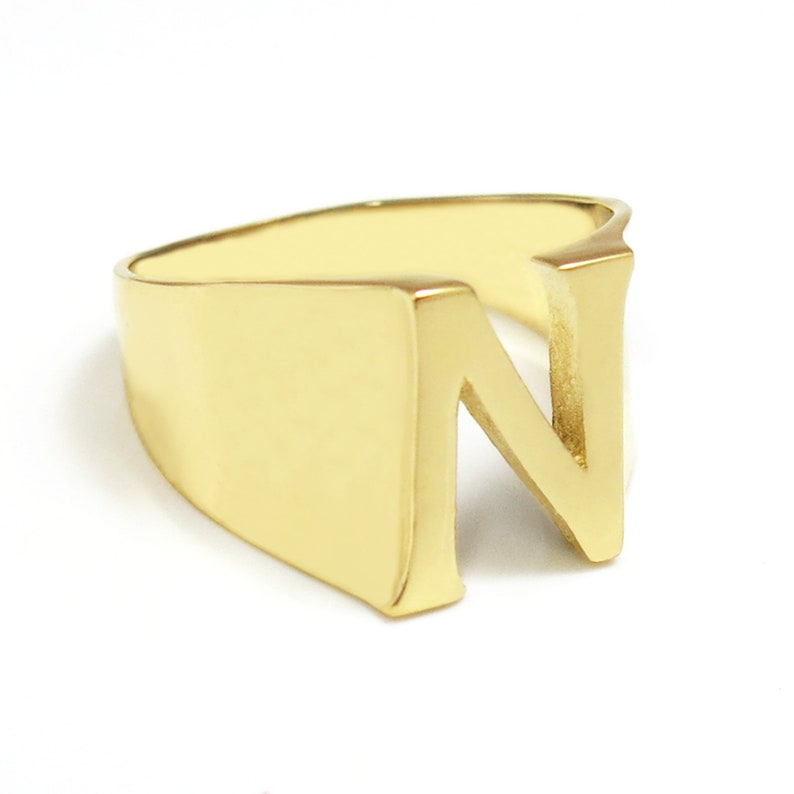 Gold Initial Ring Letter Ring Custom Initial Ring N Ring - Etsy