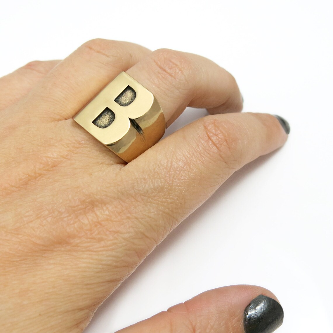 Initial Ring Chunky Ring Letter Ring for Men Alphabet Ring - Etsy