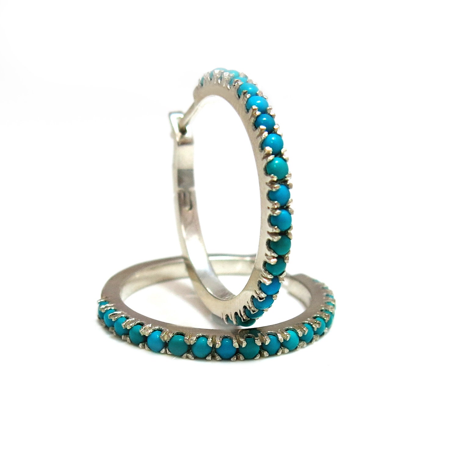 Turquoise Hoop Earrings Turquoise Earrings Women Turquoise | Etsy