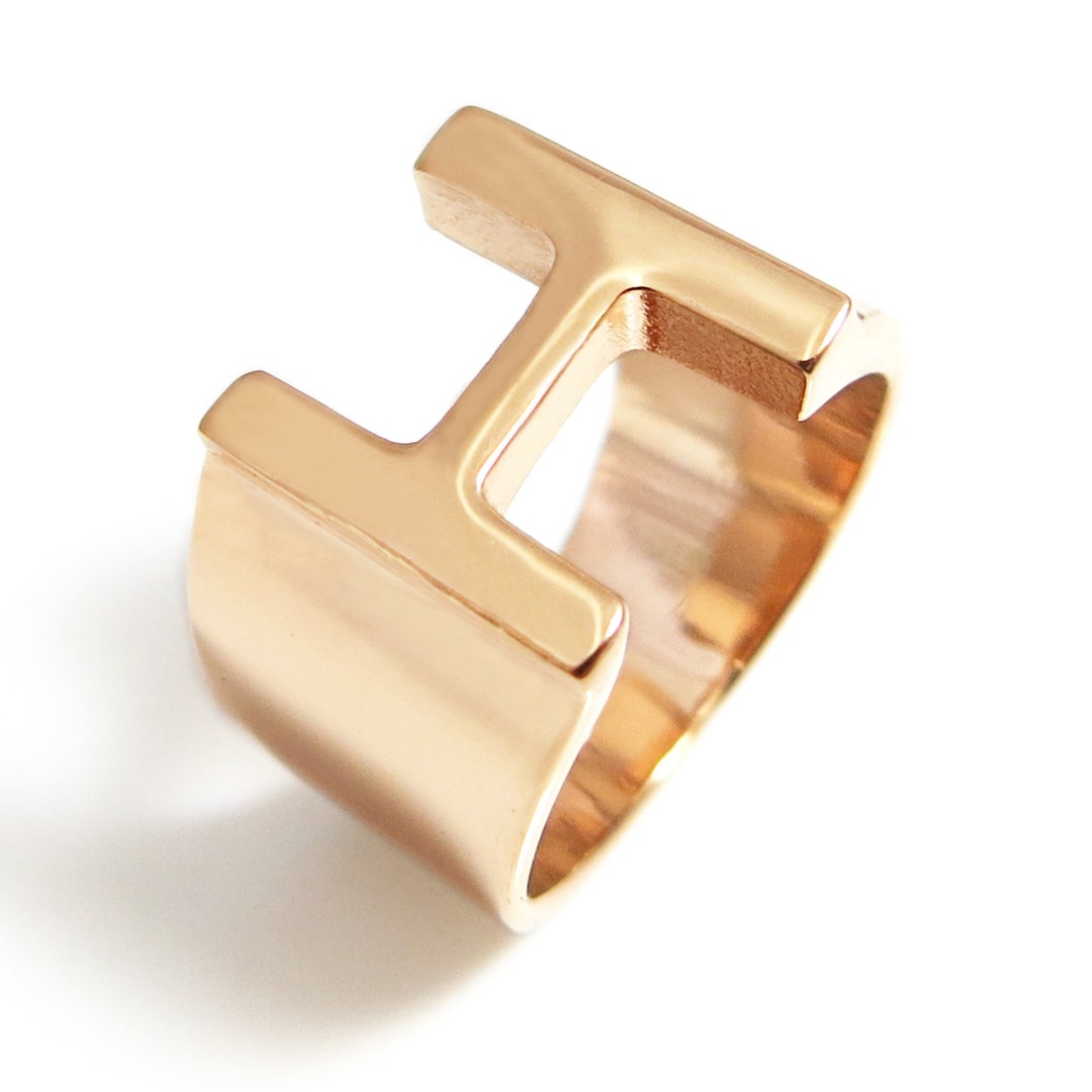 Custom Initial Ring, H Ring, Initial Ring, Initial Jewelry, Rose Gold ...