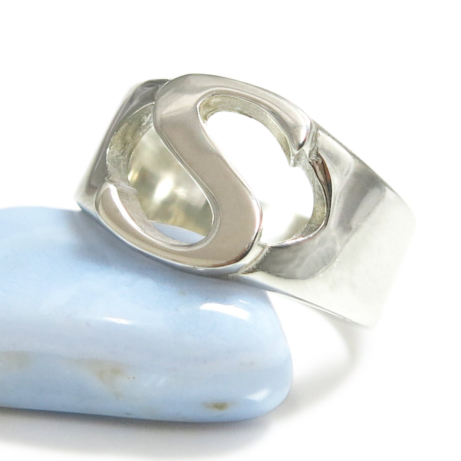 Silver Initial Ring Letter Ring Initial Ring Initial Signet | Etsy