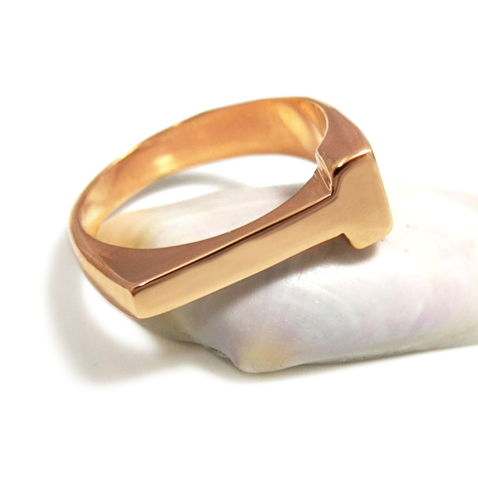 Rose Gold Initial Ring Personalized Letter Ring Custom | Etsy