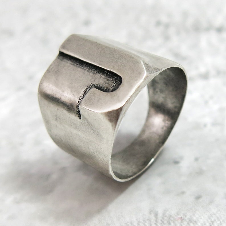 Initial Ring Letter Ring Chunky Initial Ring C Ring Man | Etsy