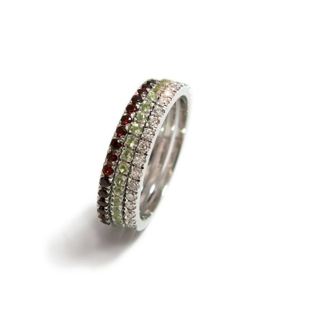 Stackable Birthstone Ring Gold, Eternity Stackable Rings, Gemstone Ring ...