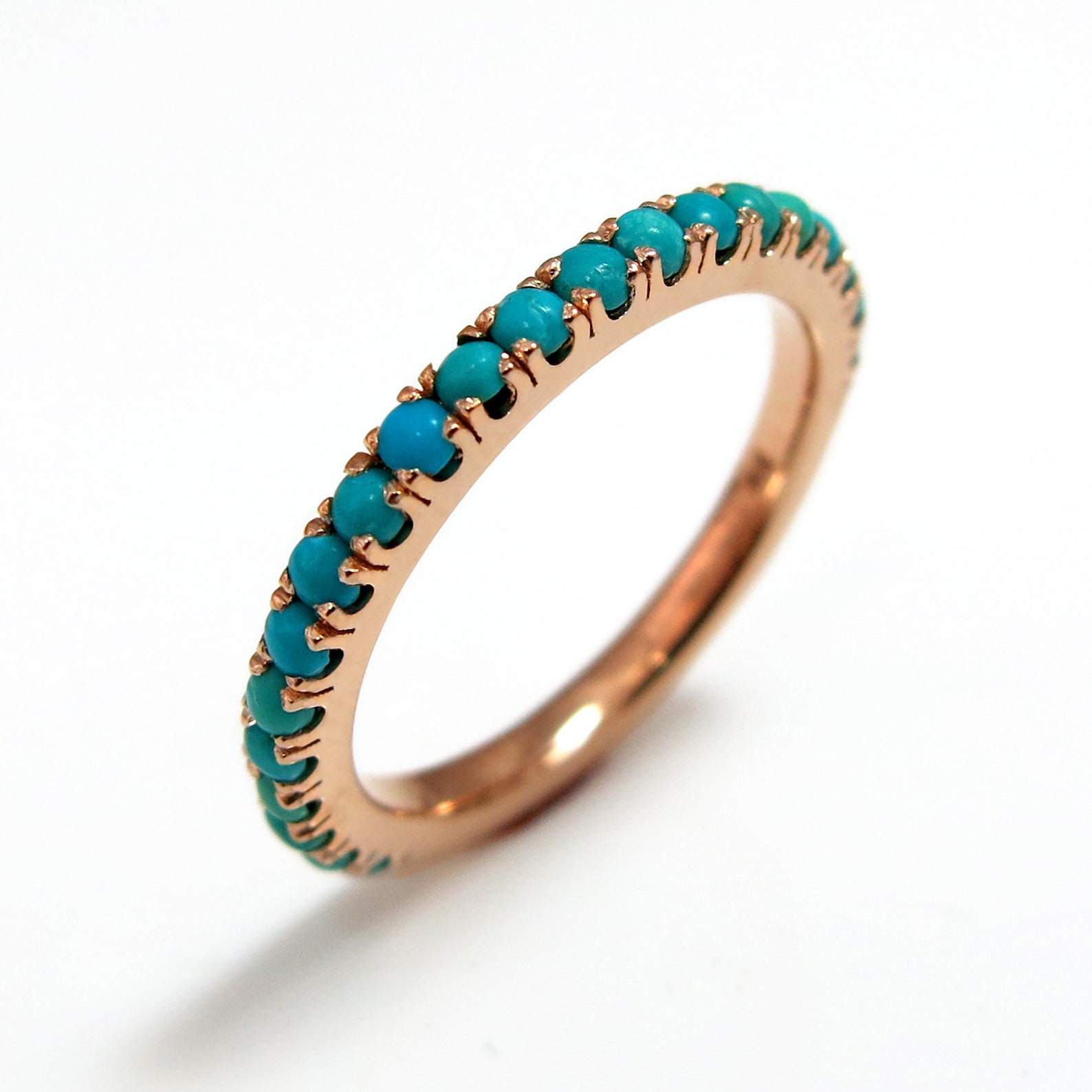 Turquoise Ring Rose Gold Turquoise Ring Turquoise Eternity - Etsy