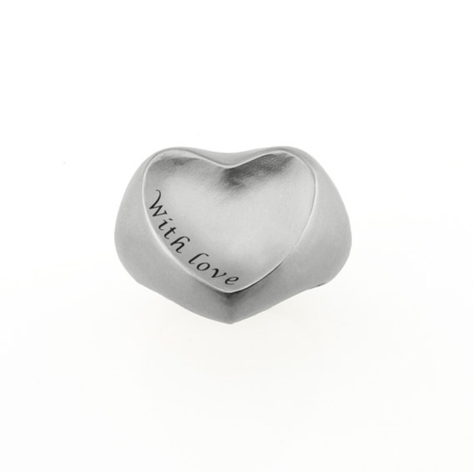 Silver Heart Ring, Personalized Heart Ring, Engraved Heart Ring, Heart ...