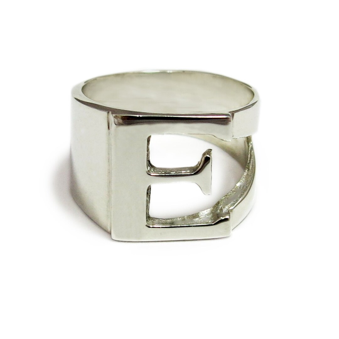 E Ring, Initial Ring, Custom Silver Ring, Initial Gift for Women ...