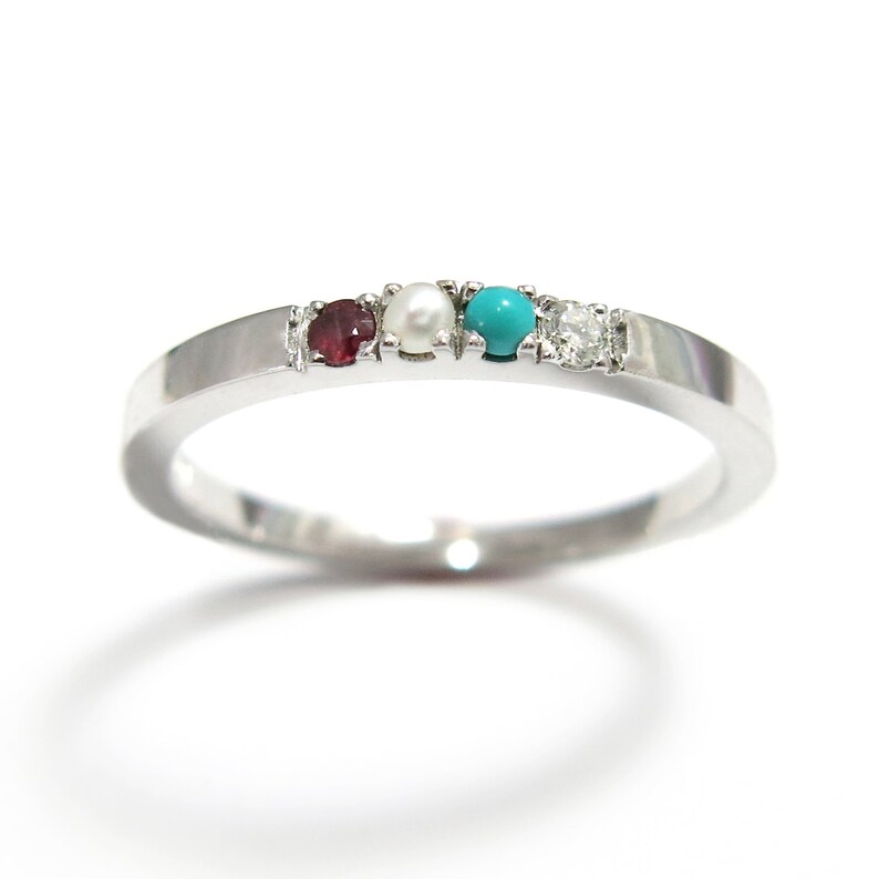 Stackable Birthstone Ring Gold Birthstone Ring 4 Birthstone - Etsy