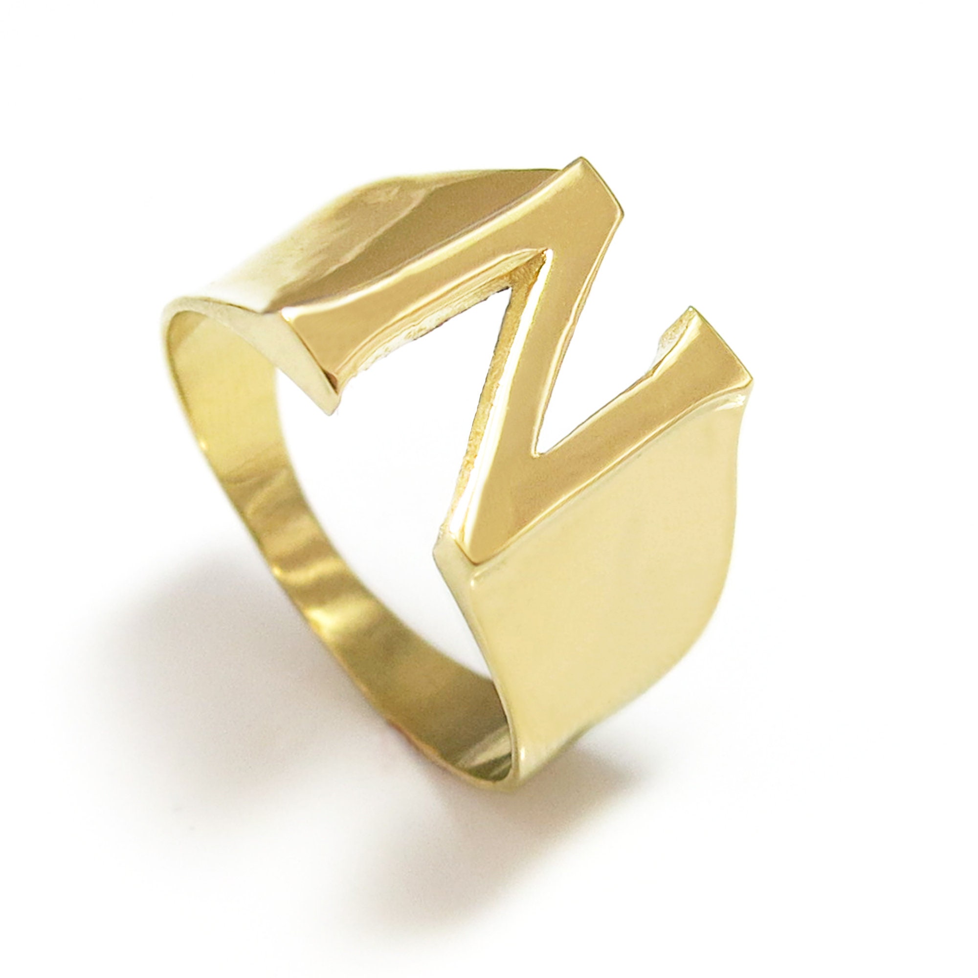 Gold Initial Ring Letter Ring Custom Initial Ring N Ring | Etsy
