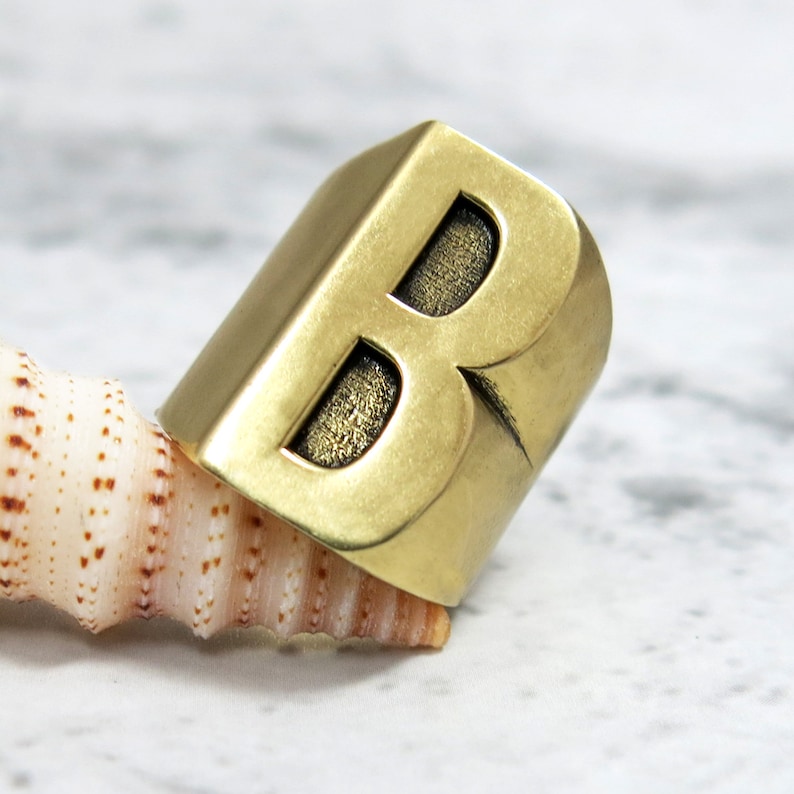 Initial Ring Chunky Ring Letter Ring Alphabet Ring - Etsy