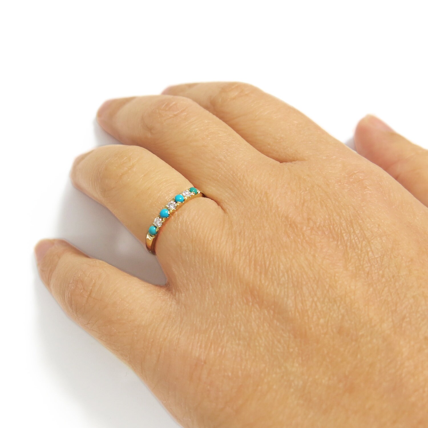 Boho Stackable Ring Gold Turquoise Ring Turquoise Ring for | Etsy