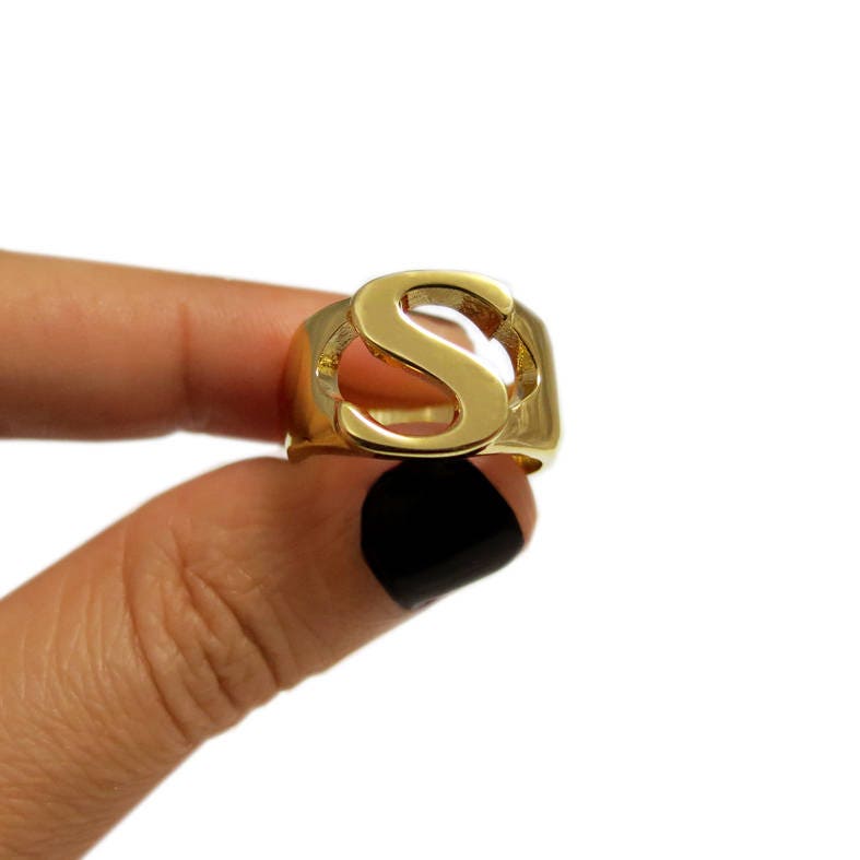 Gold Initial Ring Custom Initial Ring Letter Ring Initial - Etsy Israel