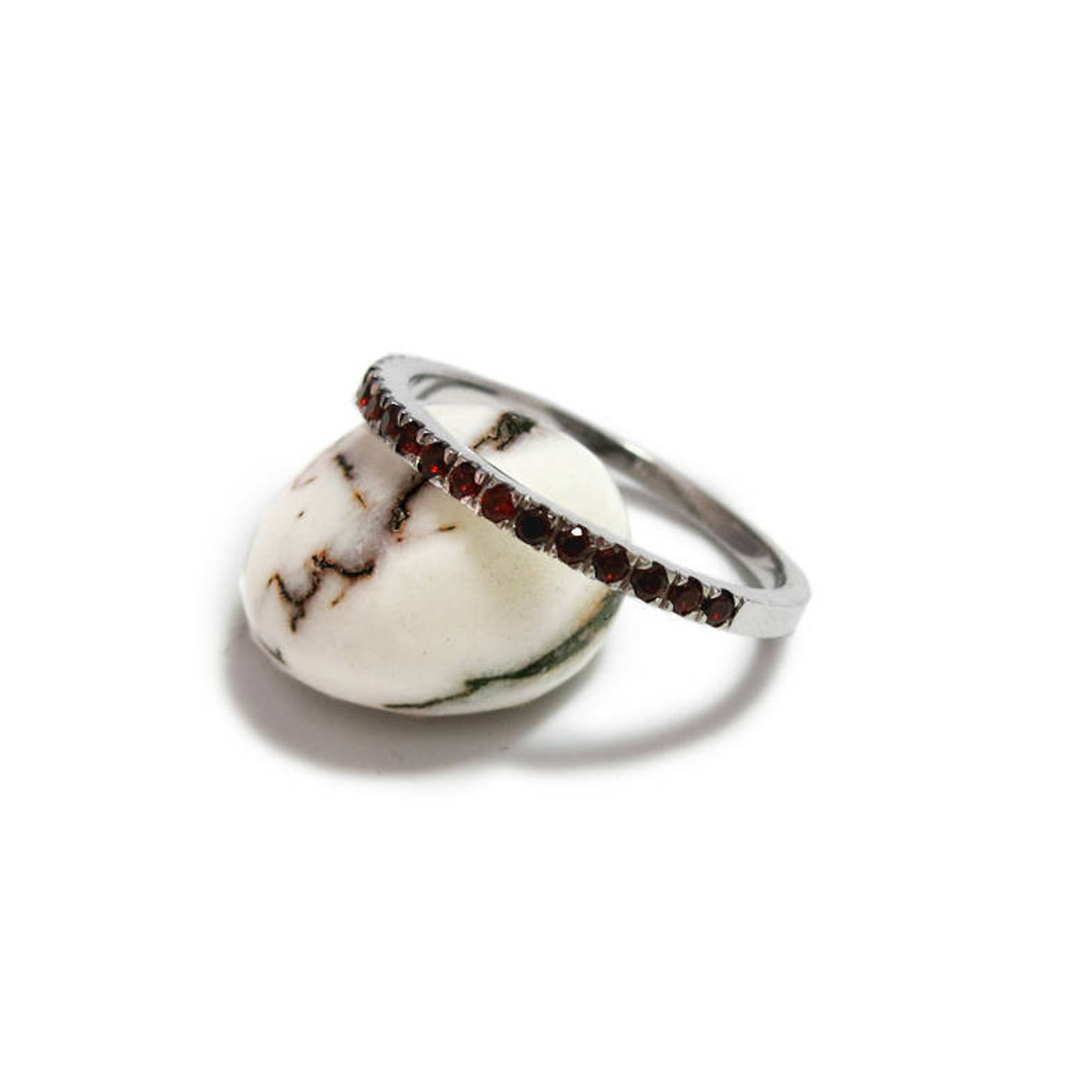 Birthstone Stack Ring, Anniversary Band, Stackable Wedding Ring ...