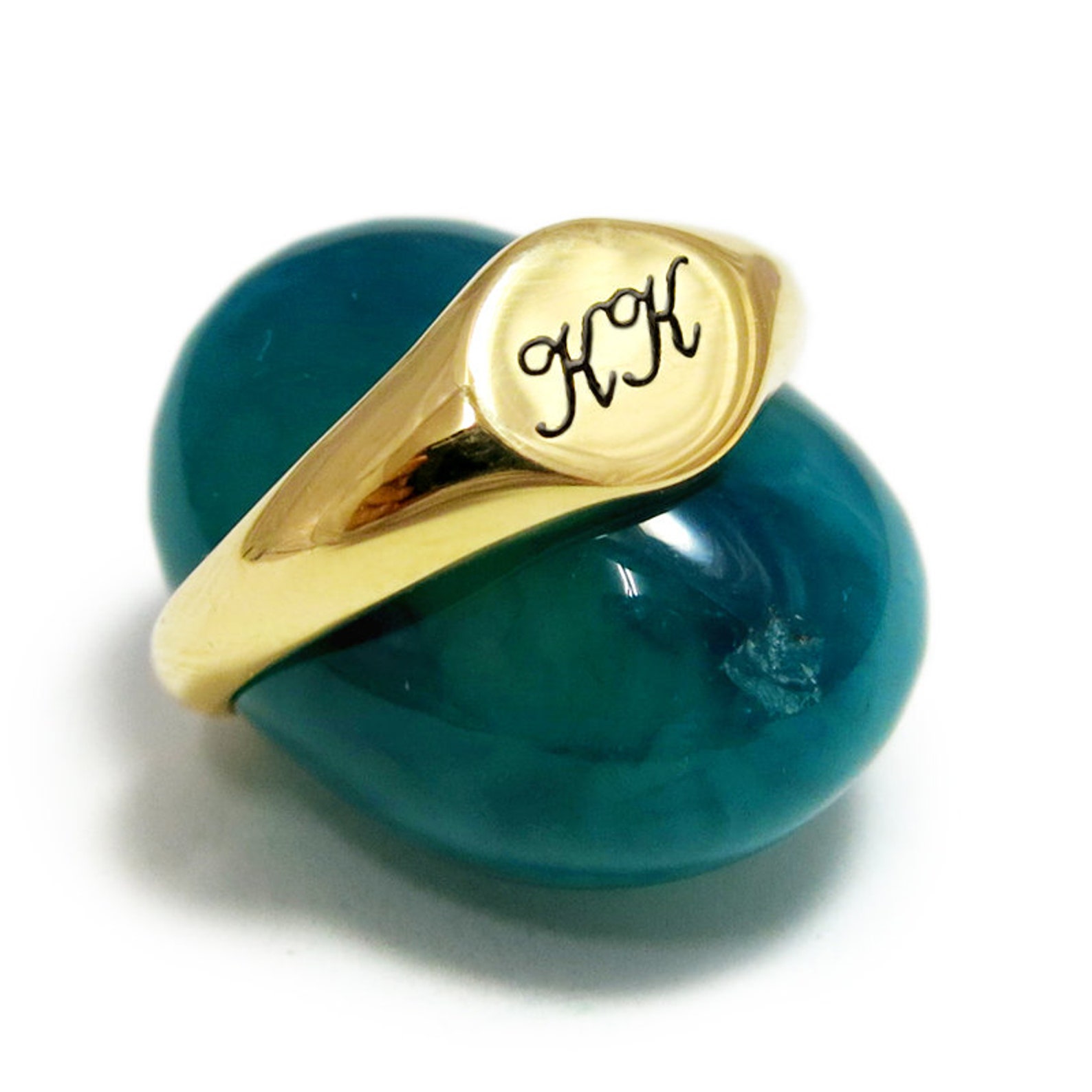 Gold Signet Ring Custom Name Ring Monogram Initial Ring | Etsy