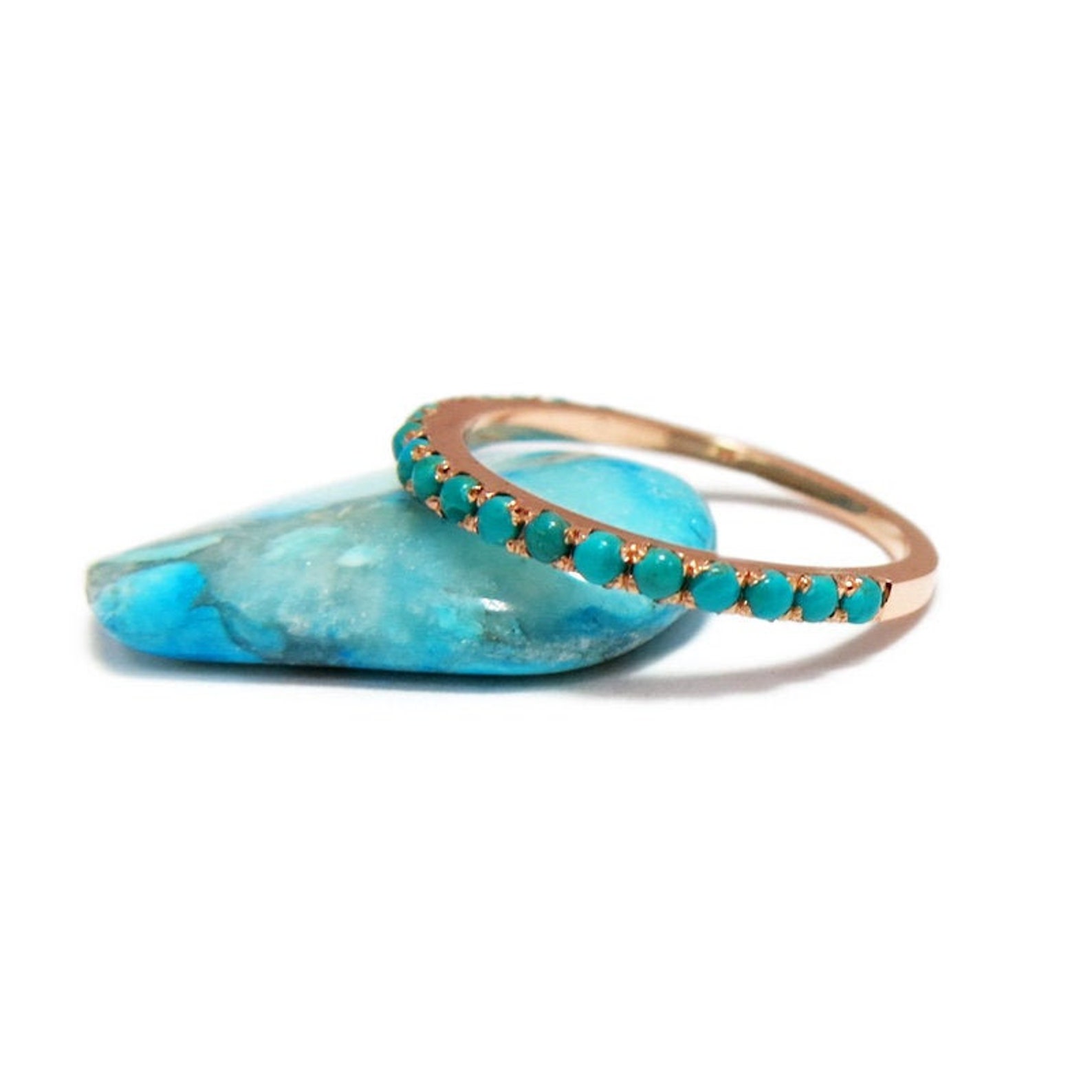 Turquoise Ring Rose Gold Turquoise Ring Turquoise Eternity - Etsy