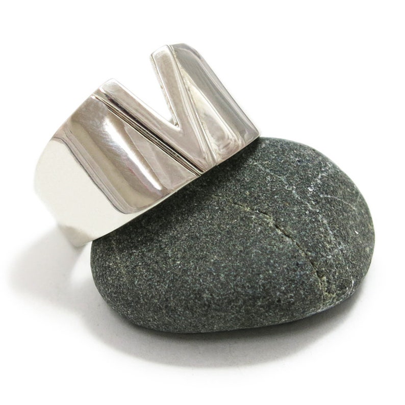 Initial Ring Chunky Ring Letter Ring Alphabet Ring Initial - Etsy