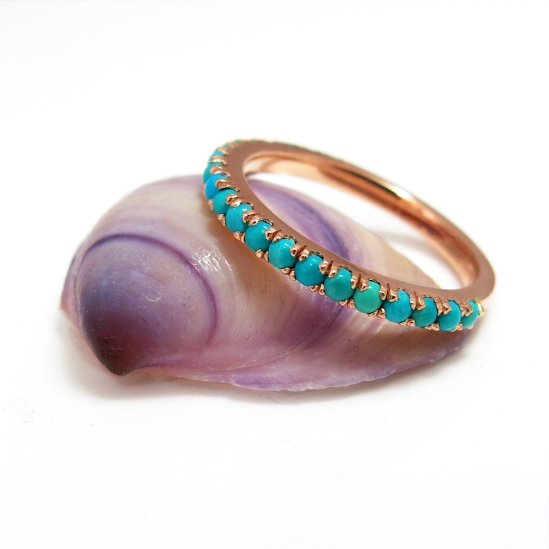 Turquoise Ring Rose Gold Turquoise Ring Turquoise Eternity - Etsy