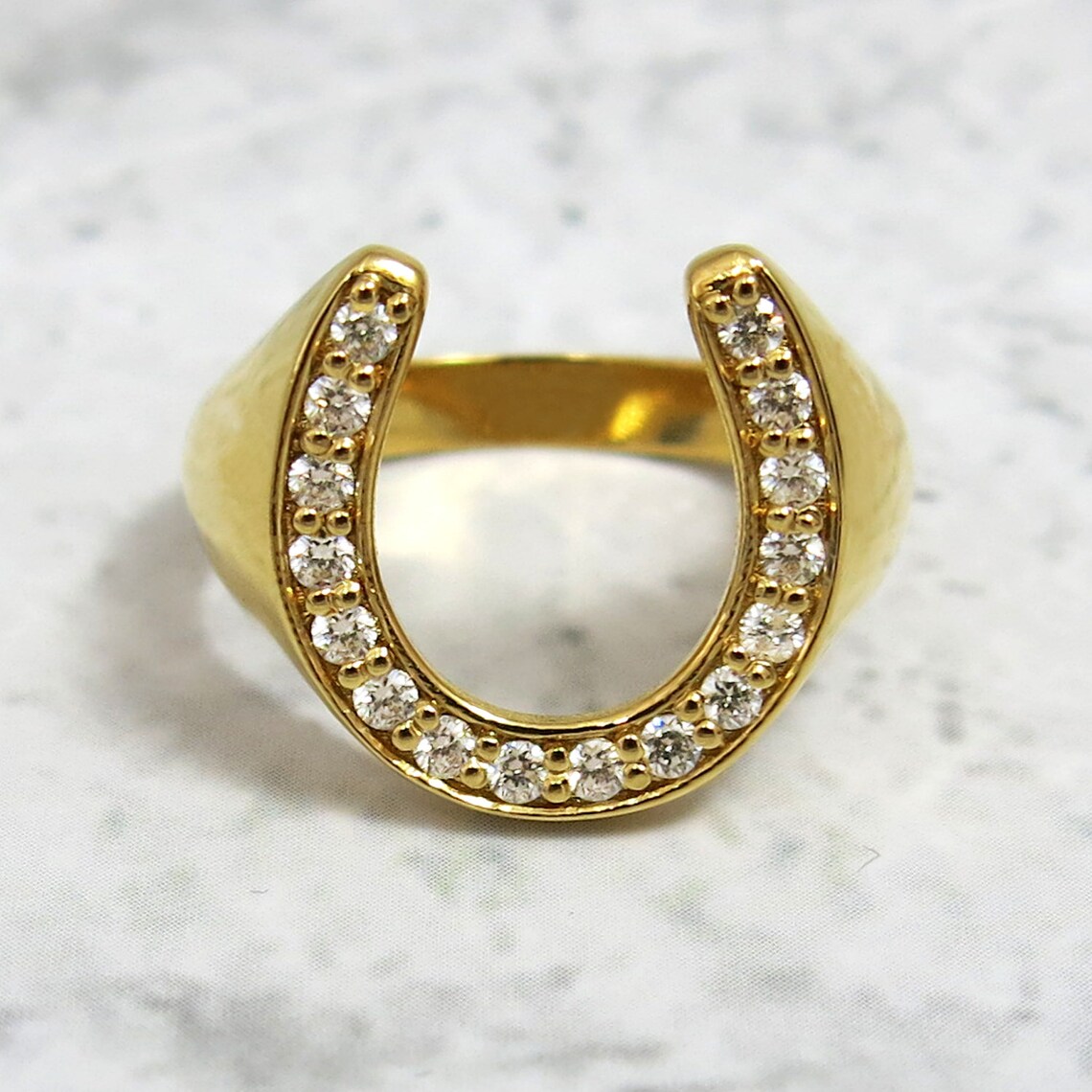 Horseshoe Ring Diamond Good Luck Ring Equestrian Jewelry | Etsy