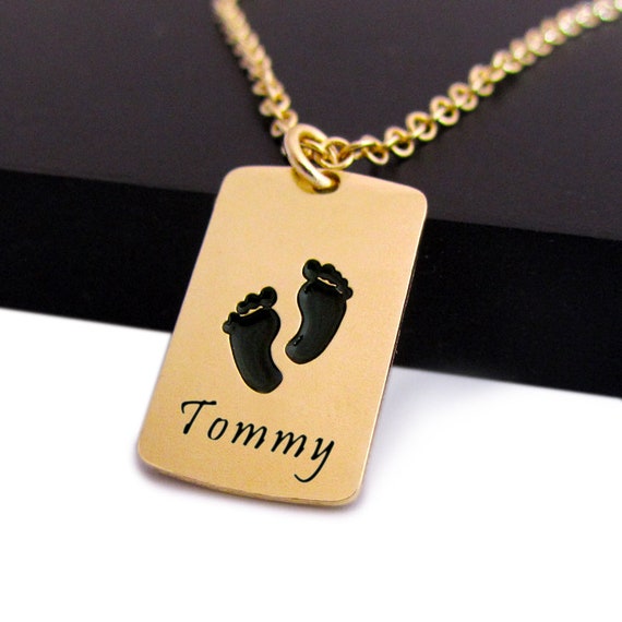 Footprint necklace with name store