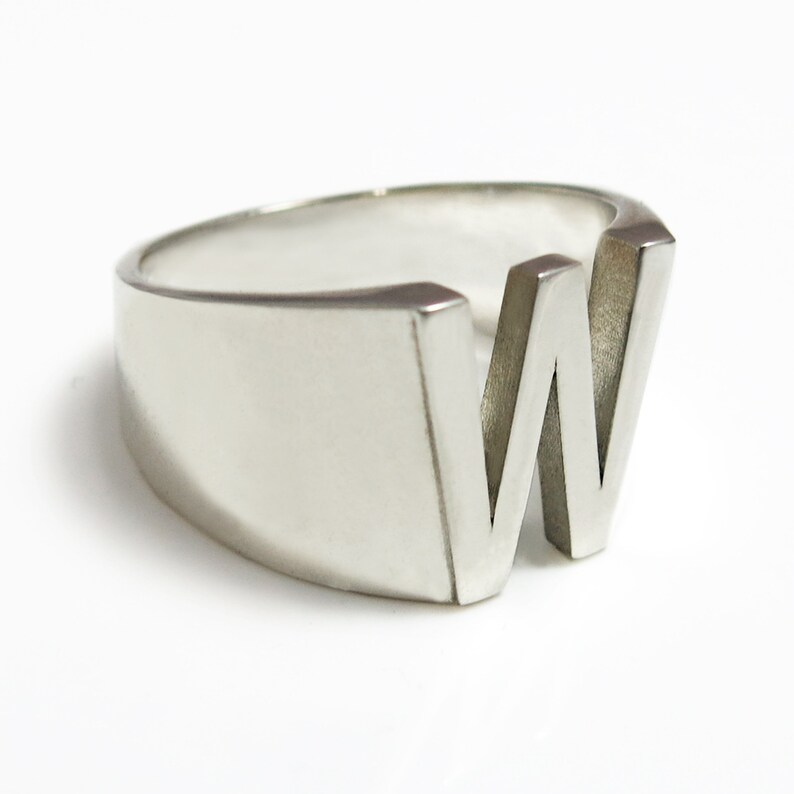 Gold Initial Ring 14K Gold Letter Ring W Ring Men Initial | Etsy