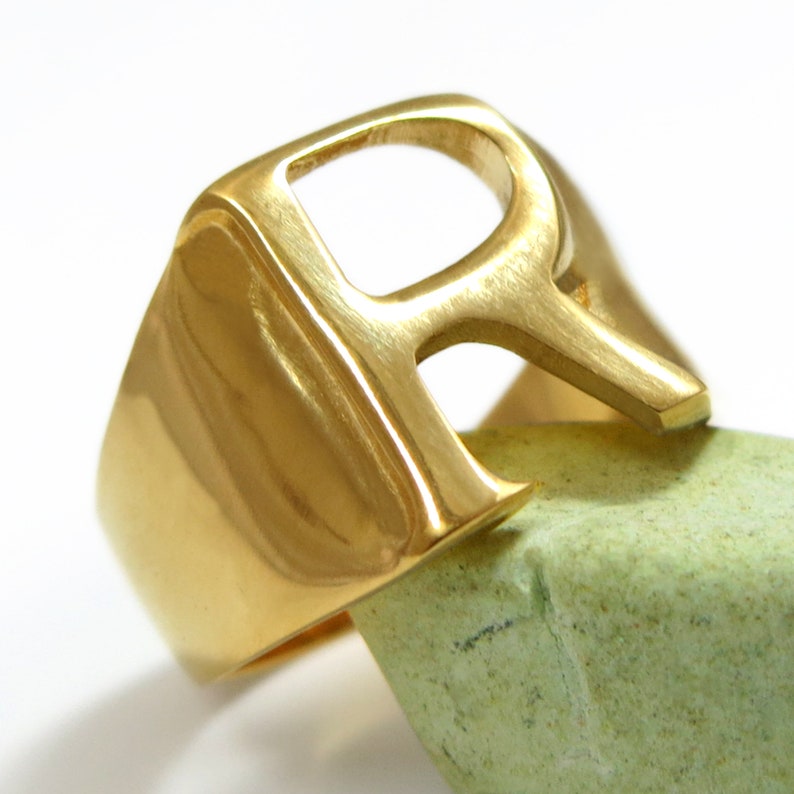 Gold Initial Ring Custom Initial Ring Initial Jewelry Ring - Etsy
