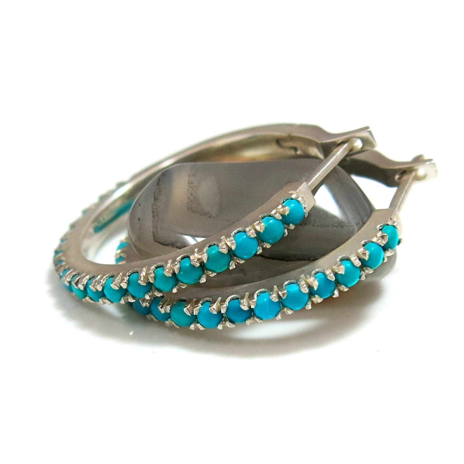 Turquoise Hoop Earrings Turquoise Earrings Women Turquoise - Etsy