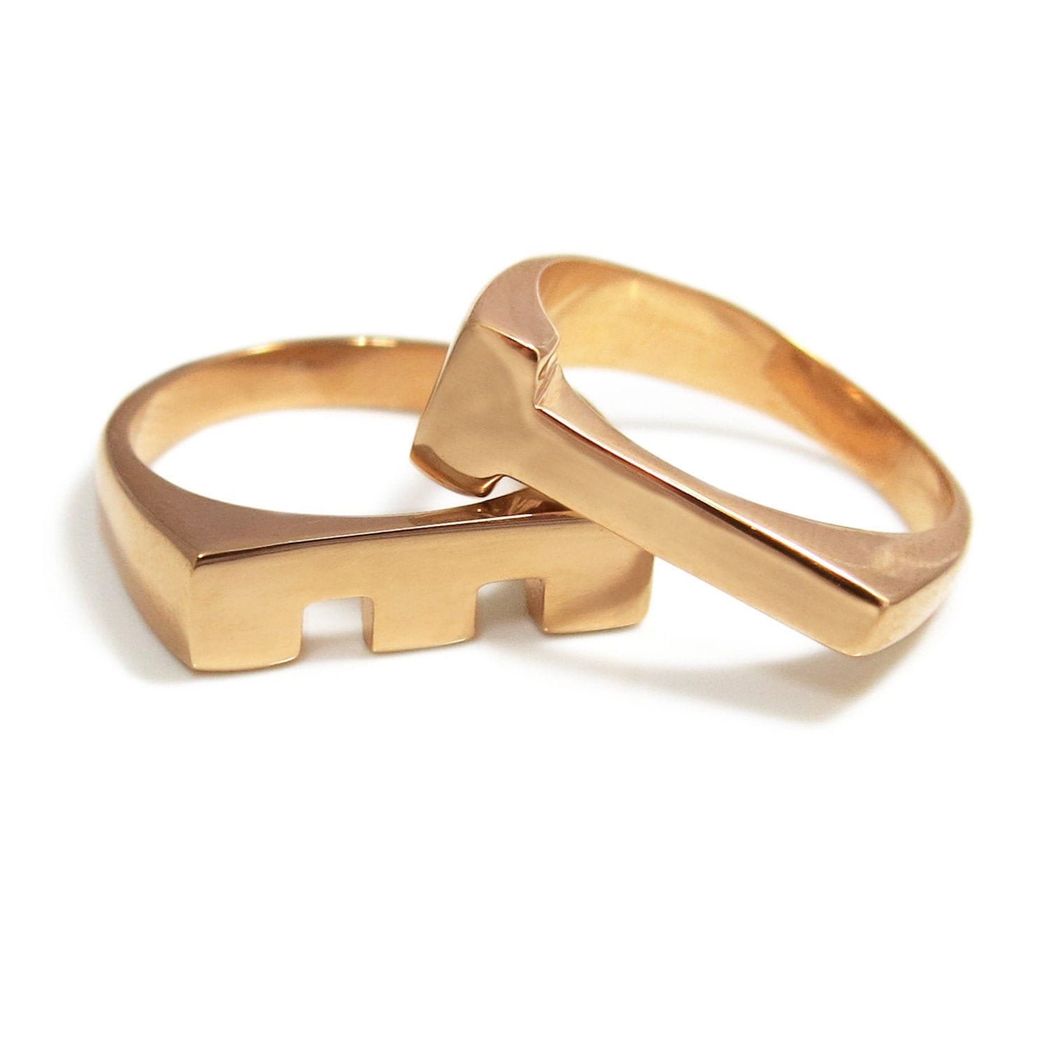 Initial Rings Initial Ring set Rose Gold Letter Rings | Etsy