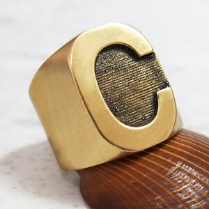 Initial Ring, Letter Ring, Chunky Initial Ring, C Ring, Man Initial ...