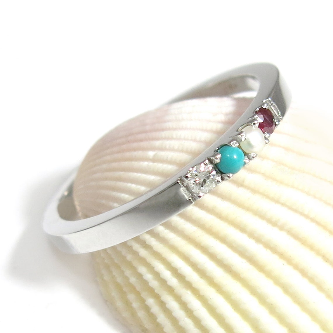 Stackable Birthstone Ring Gold Birthstone Ring 4 Birthstone - Etsy