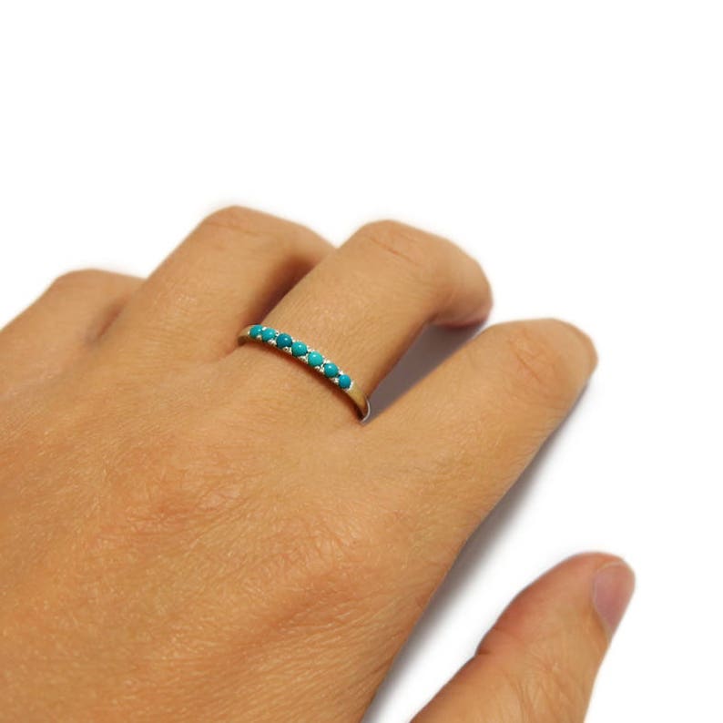 Turquoise Ring, December Birth Ring, Eternity Turquoise Ring, Turquoise ...