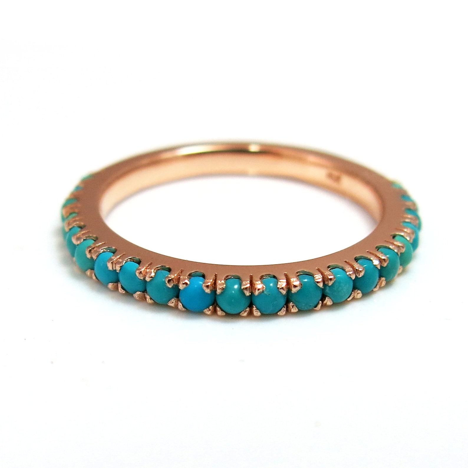 Turquoise Ring Rose Gold Turquoise Ring Turquoise Eternity - Etsy