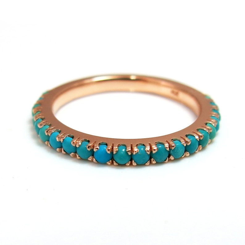 Turquoise Ring, Rose Gold Turquoise Ring, Turquoise Eternity Band ...