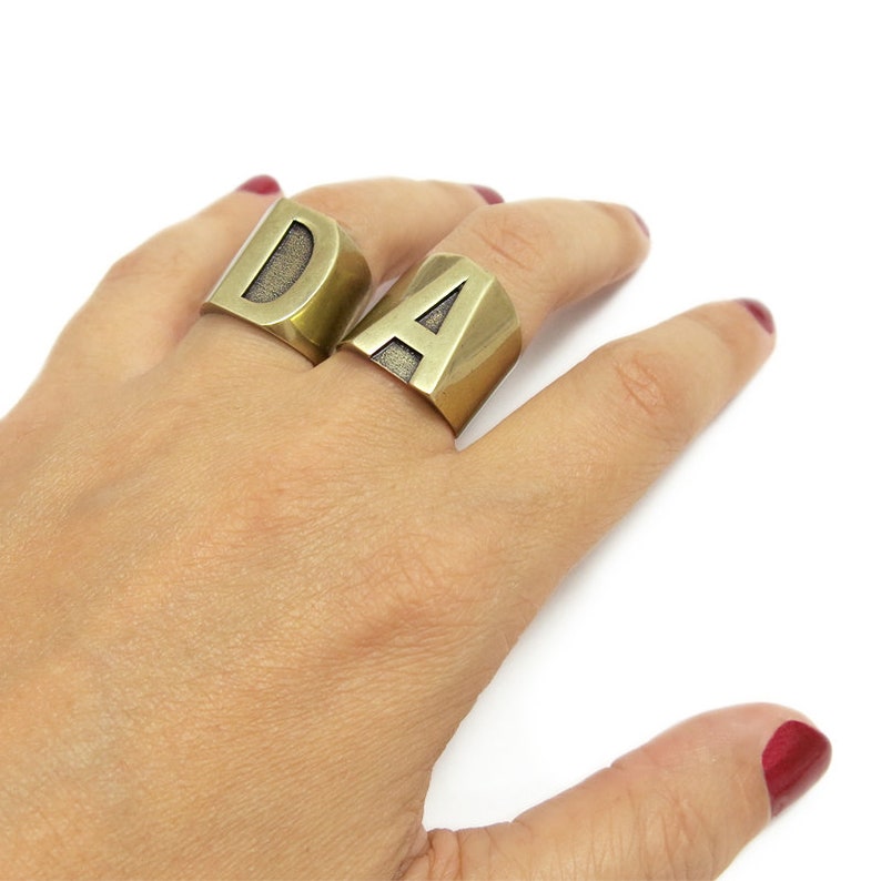 Initial Ring Chunky Ring Alphabet Ring Silver Letter Ring | Etsy