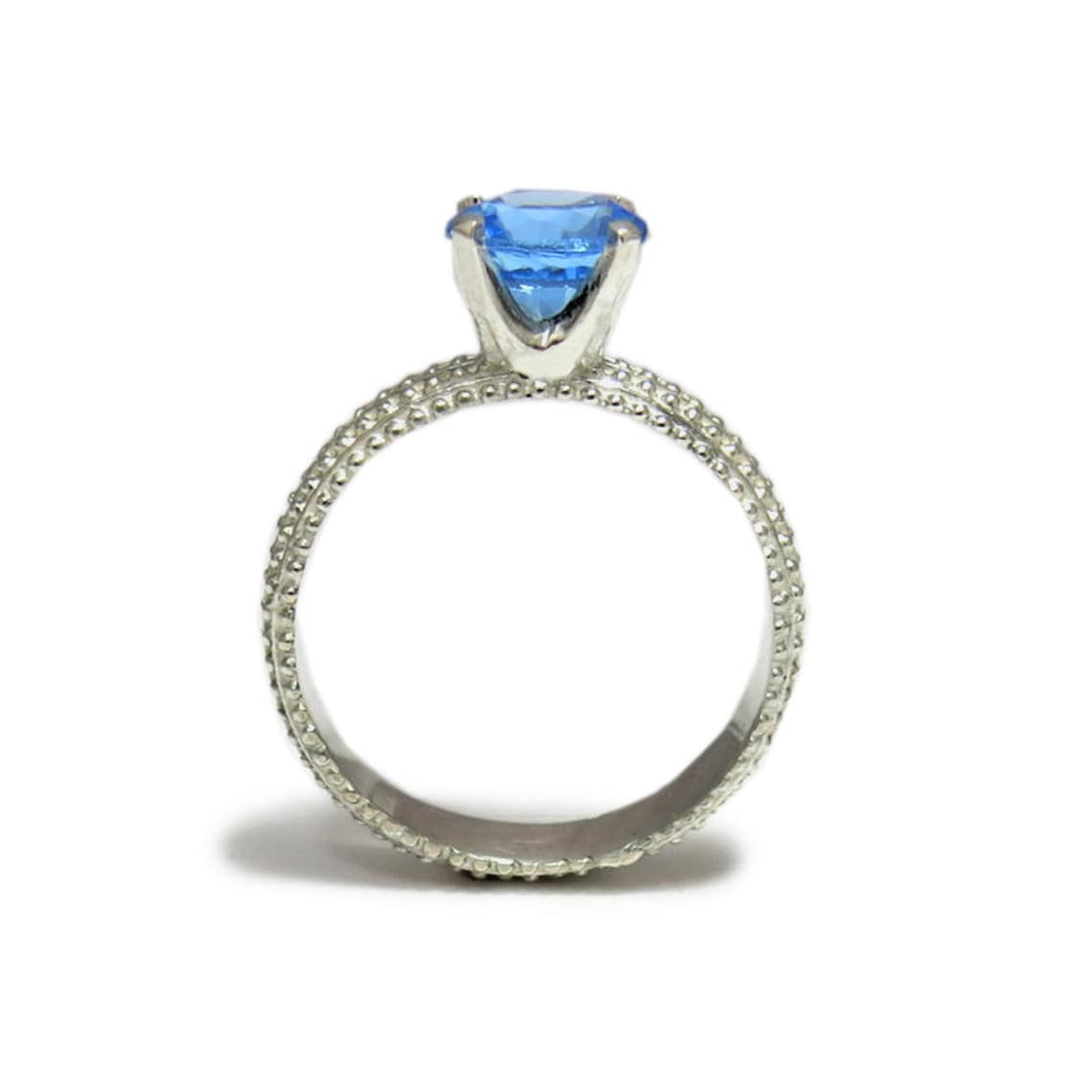 Birthstone Engagement Ring Blue Gem Ring Blue Anniversary | Etsy