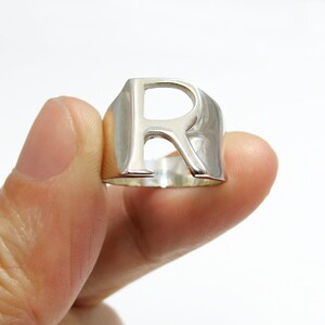 Silver Initial Ring, Silver Letter Ring, R Ring, Initial Jewelry ...