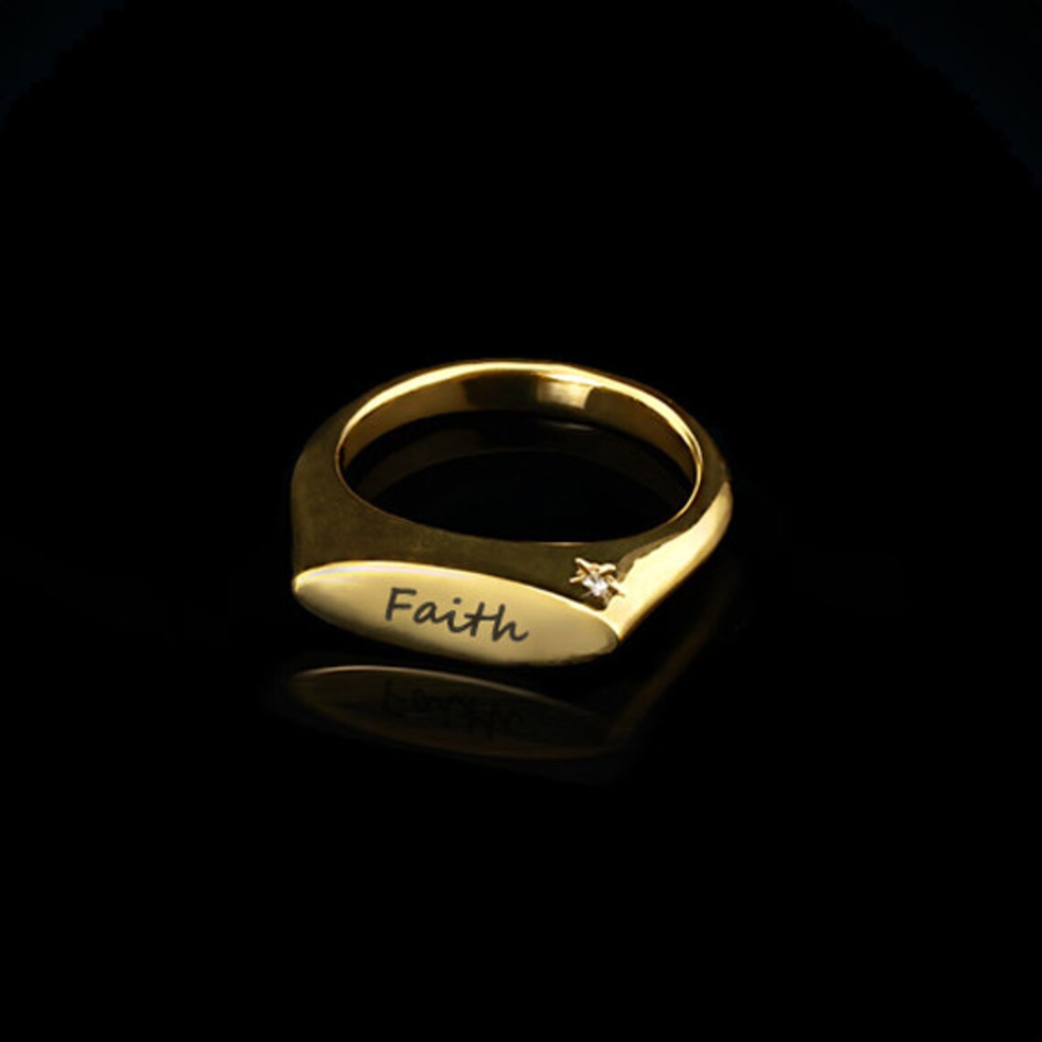 Personalized Ring Birthstone Signet Ring Name Ring Engraved | Etsy