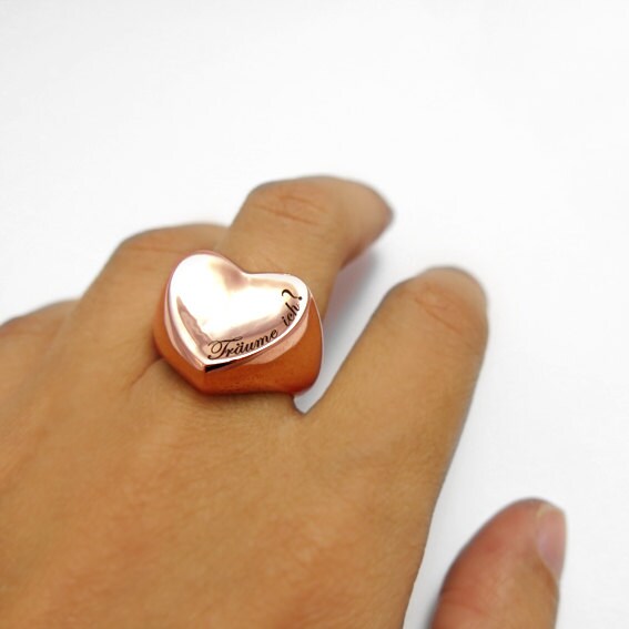 Heart Ring Rose Gold Ring Personalized Heart Gold Heart - Etsy Israel