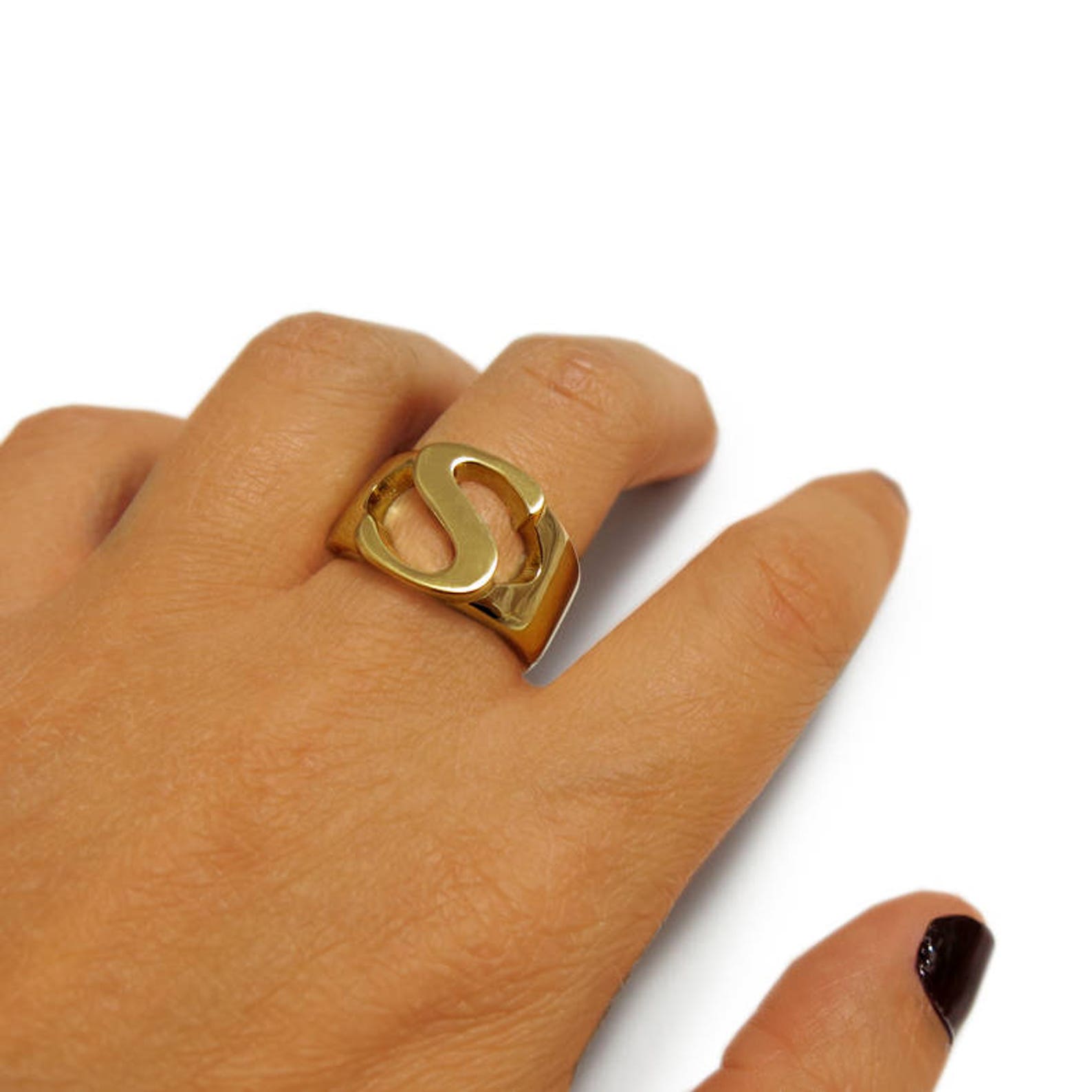 Gold Initial Ring Custom Initial Ring Letter Ring Initial - Etsy Israel