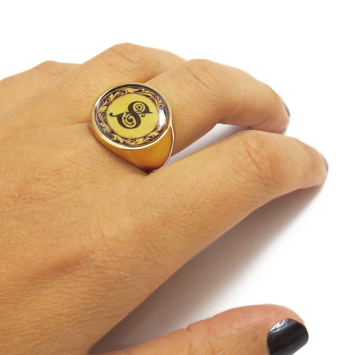 Personalized Initial Ring Initial Signet Ring Personalized - Etsy