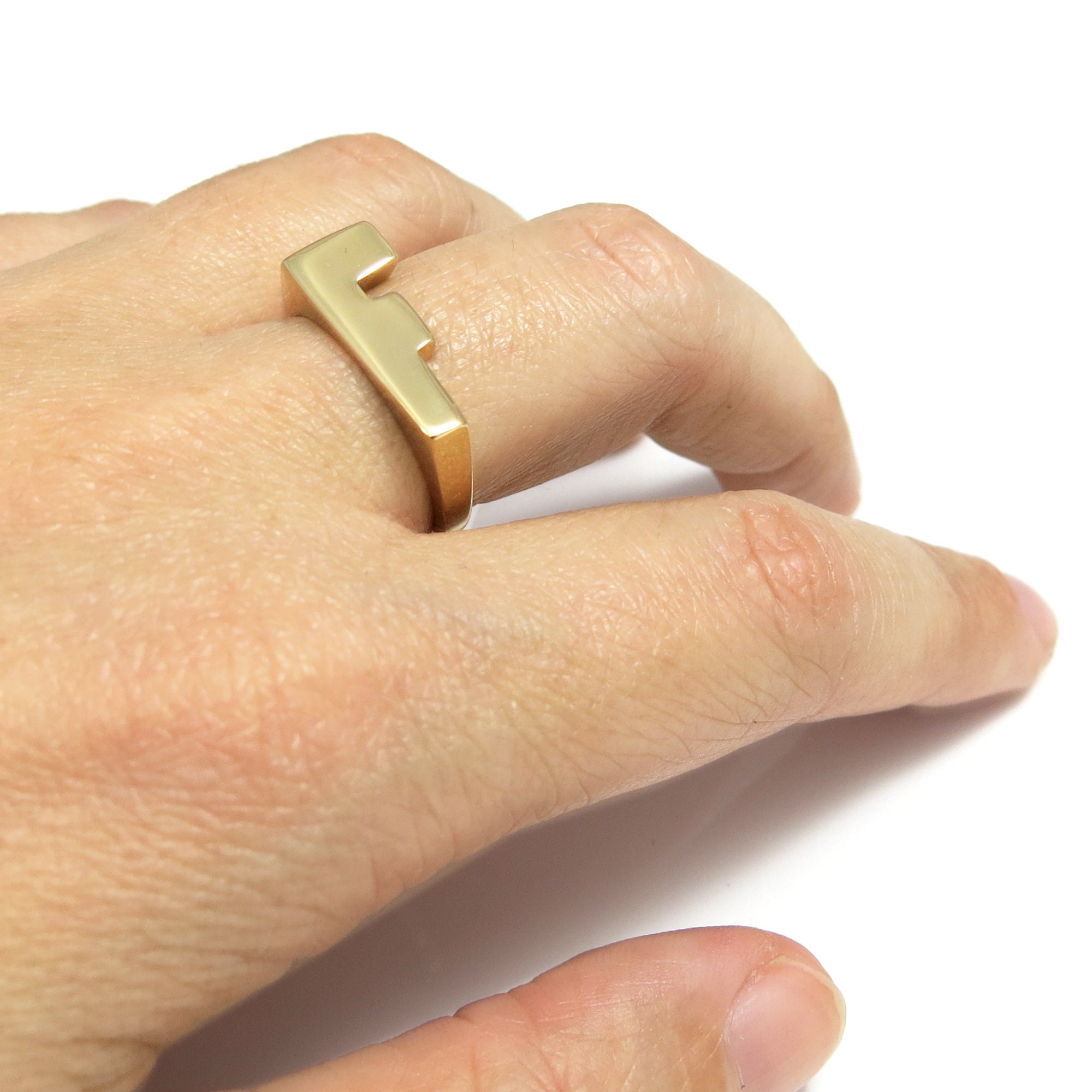Initial Ring Gold Letter Ring F Ring Initial Jewelry - Etsy Israel