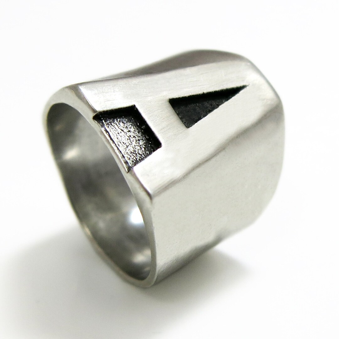 Initial Ring, Chunky Ring, Alphabet Ring, Silver Letter Ring ...