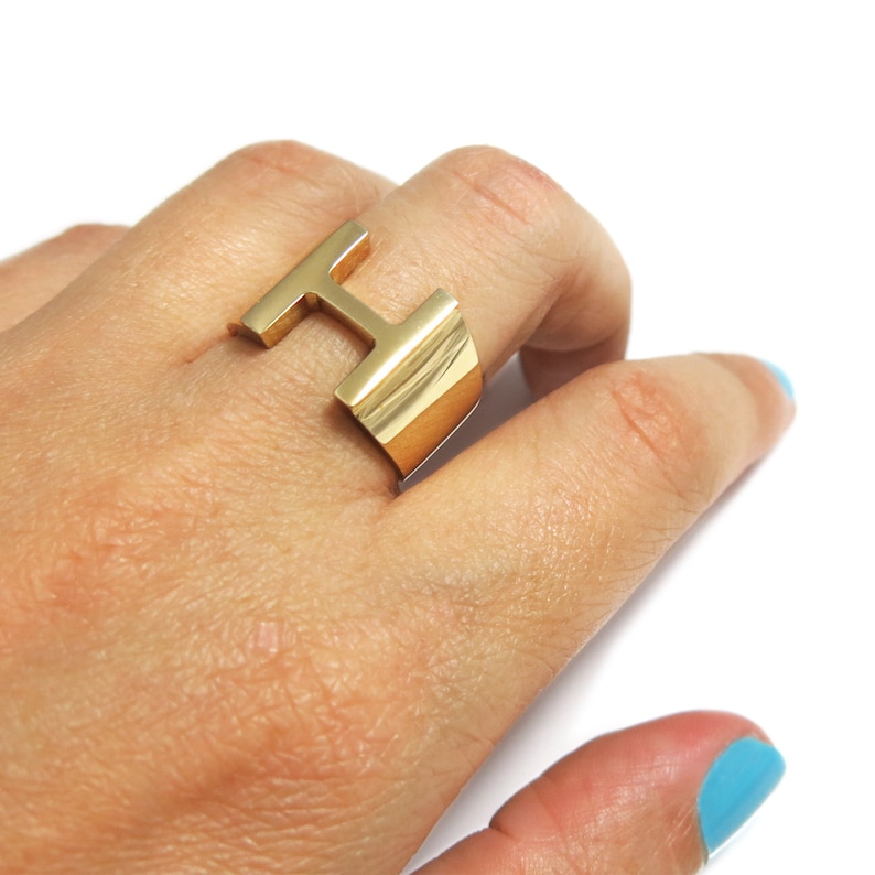 Custom Initial Ring H Ring Initial Ring Initial Jewelry | Etsy