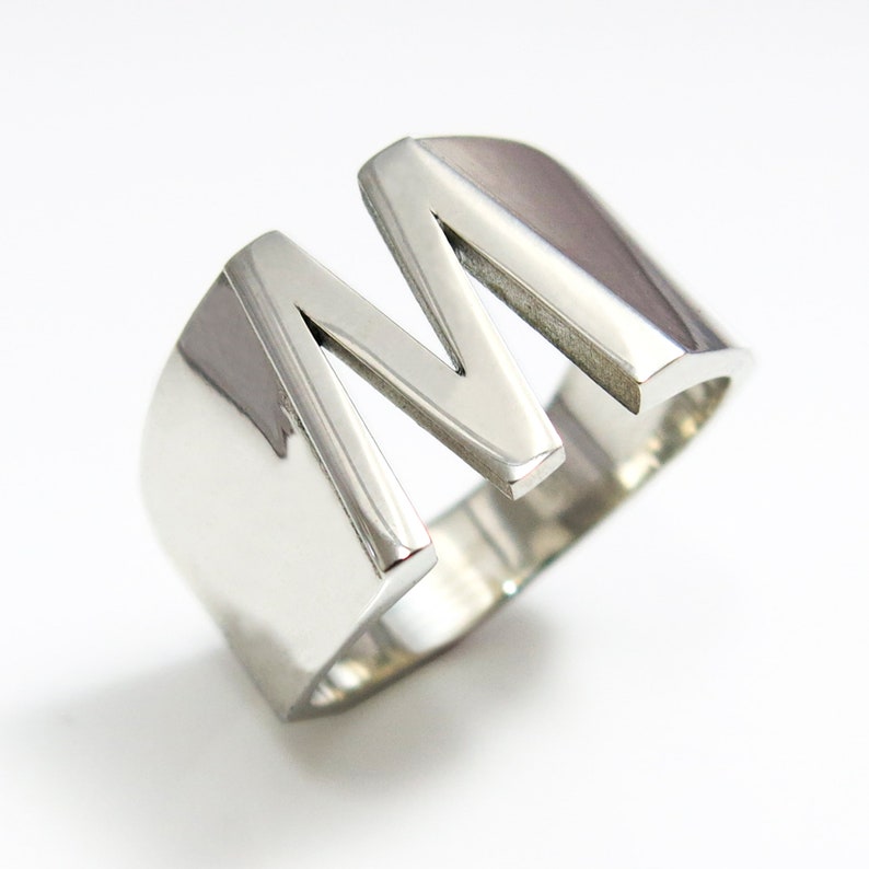 Initial Ring Letter M ring Personalized Ring Initial | Etsy