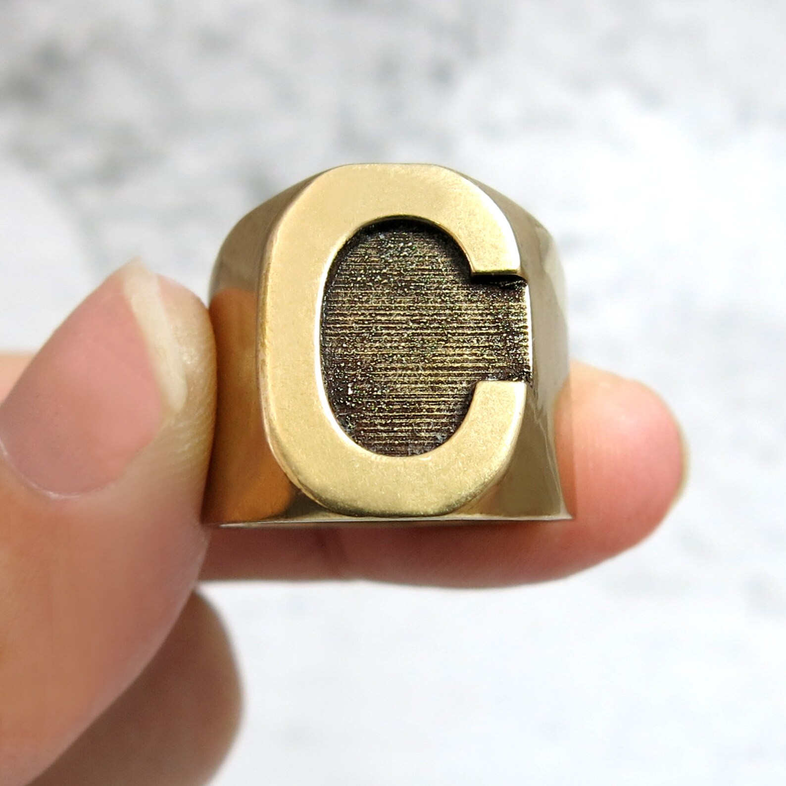 Initial Ring Letter Ring Chunky Initial Ring C Ring Man | Etsy