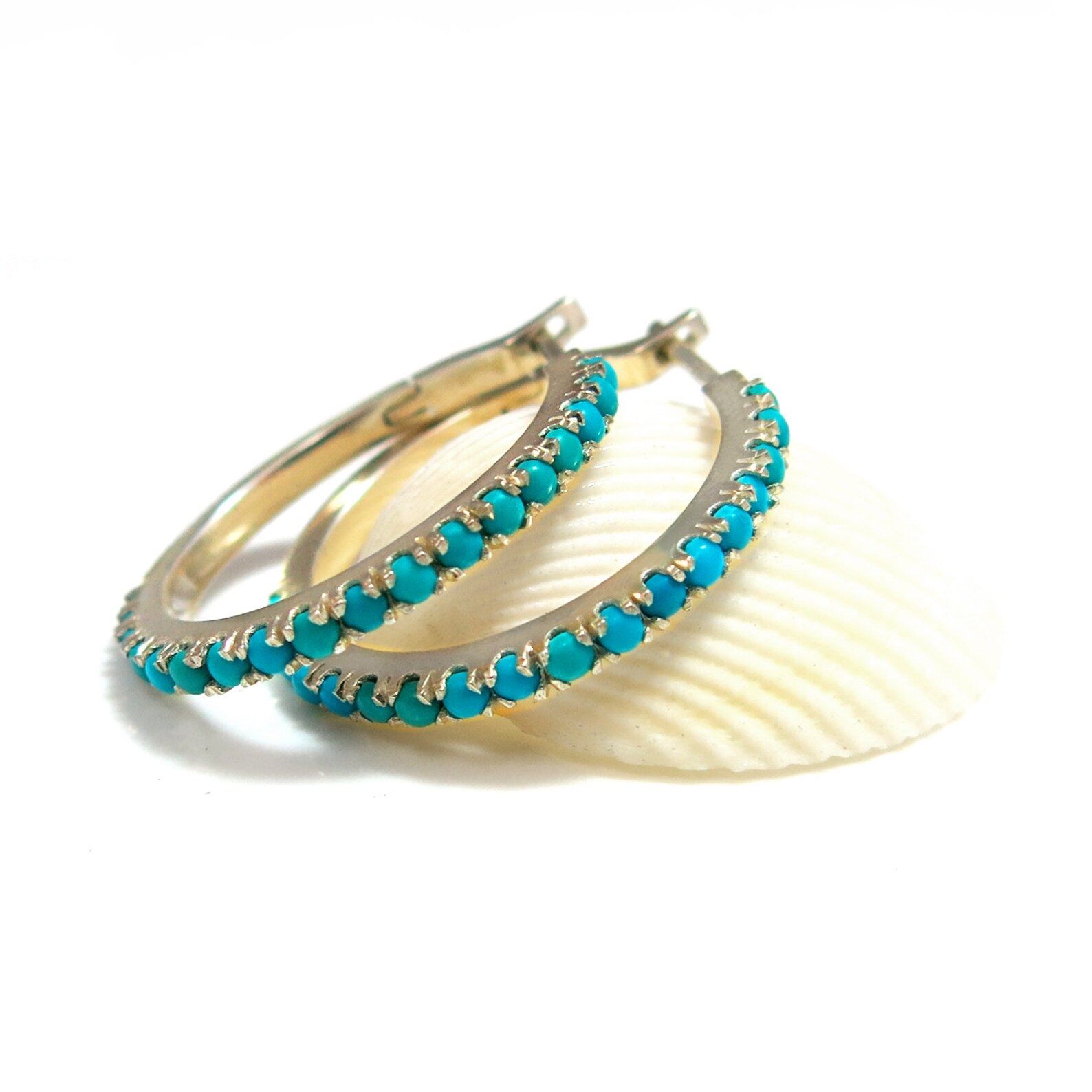 Turquoise Hoop Earrings Turquoise Earrings Women Turquoise - Etsy