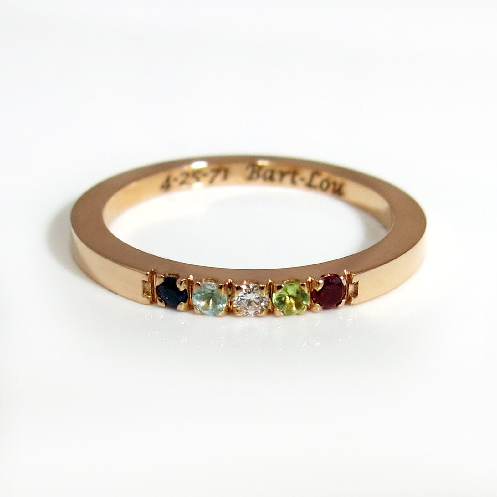 Rose Gold Birthstone Ring 5 Stone Ring Mother Ring | Etsy