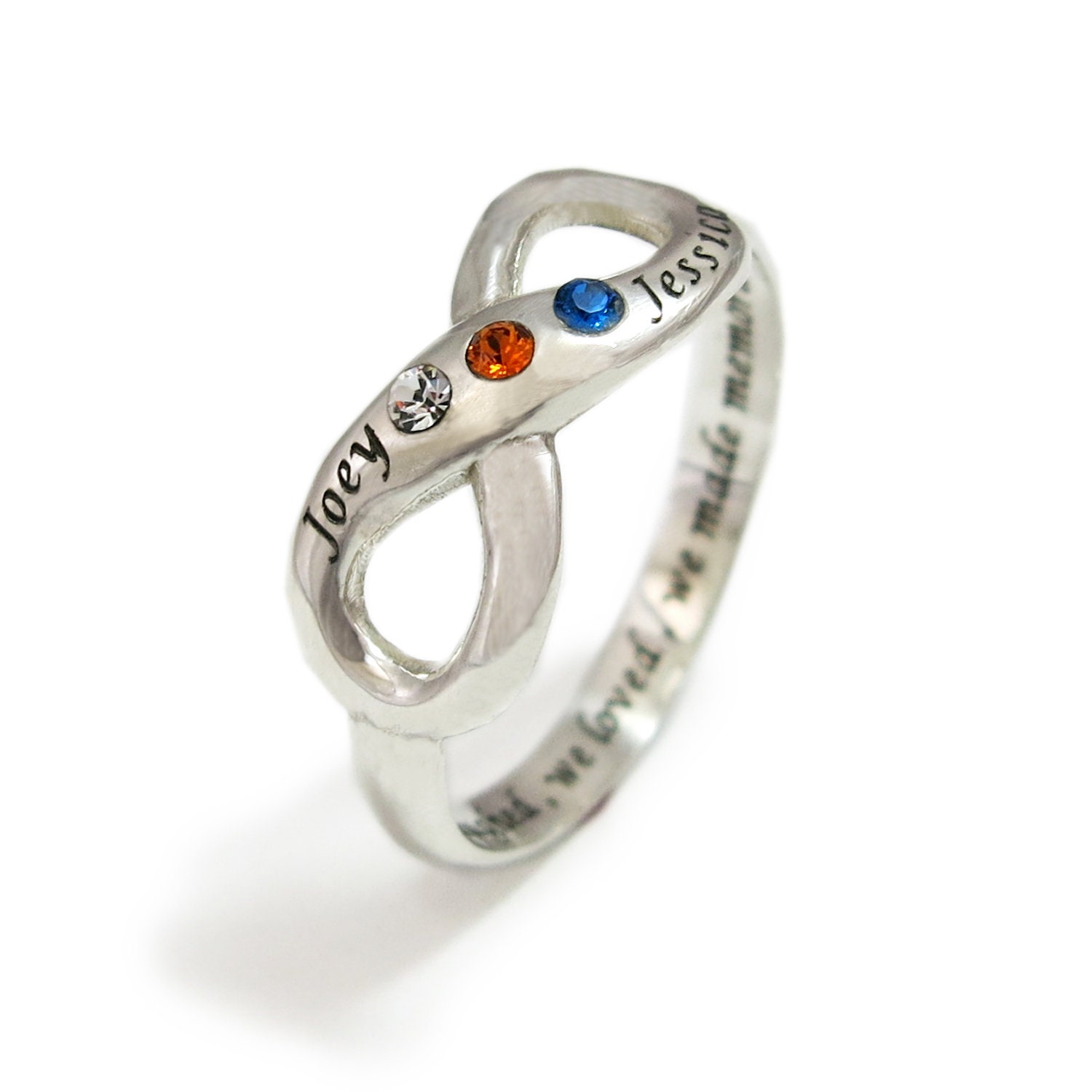 Infinity Ring Personalized Ring for Women Silver Birthstone | Etsy