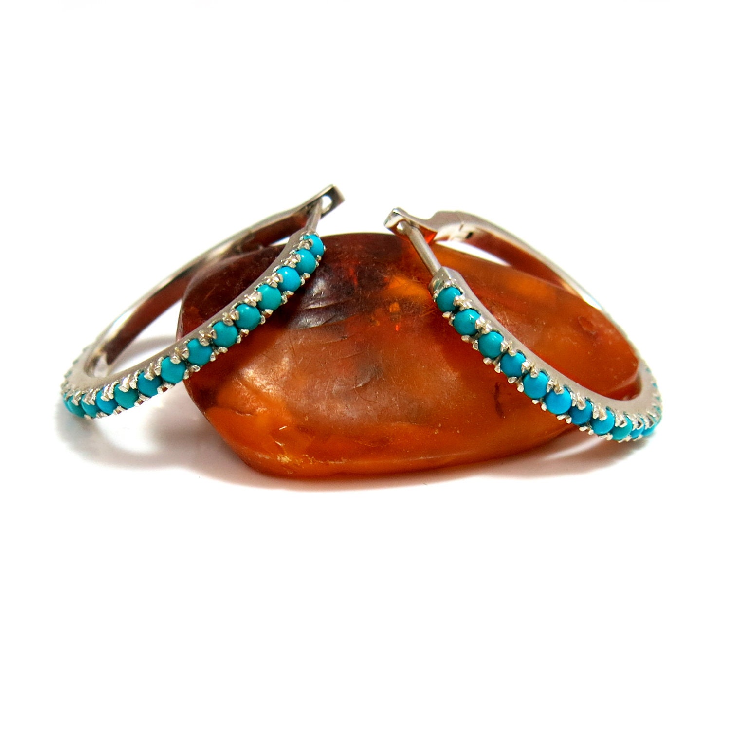 Turquoise Hoop Earrings Turquoise Earrings Women Turquoise | Etsy